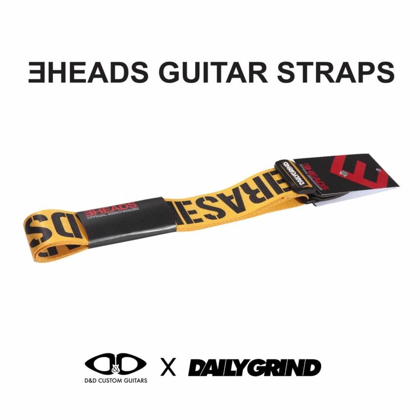 DG x ERASERHEADS GUITAR STRAP (YELLOW/WHITE) - D&D Music